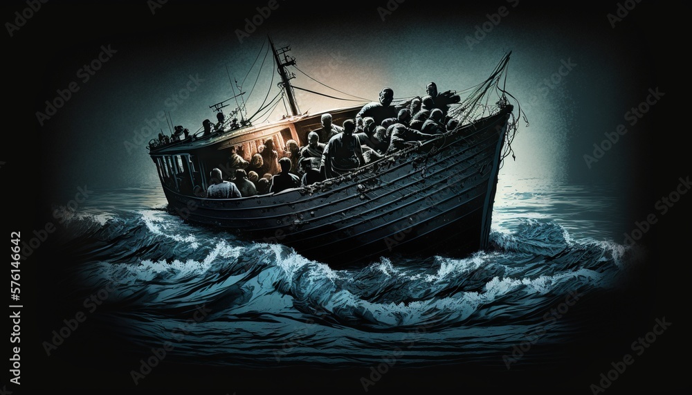 Refugees and refugee boat people searching for new homes or life due to ...