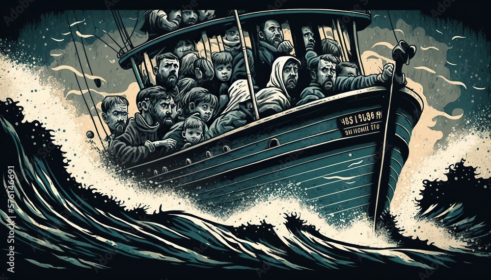 Refugees and refugee boat people searching for new homes or life due to ...