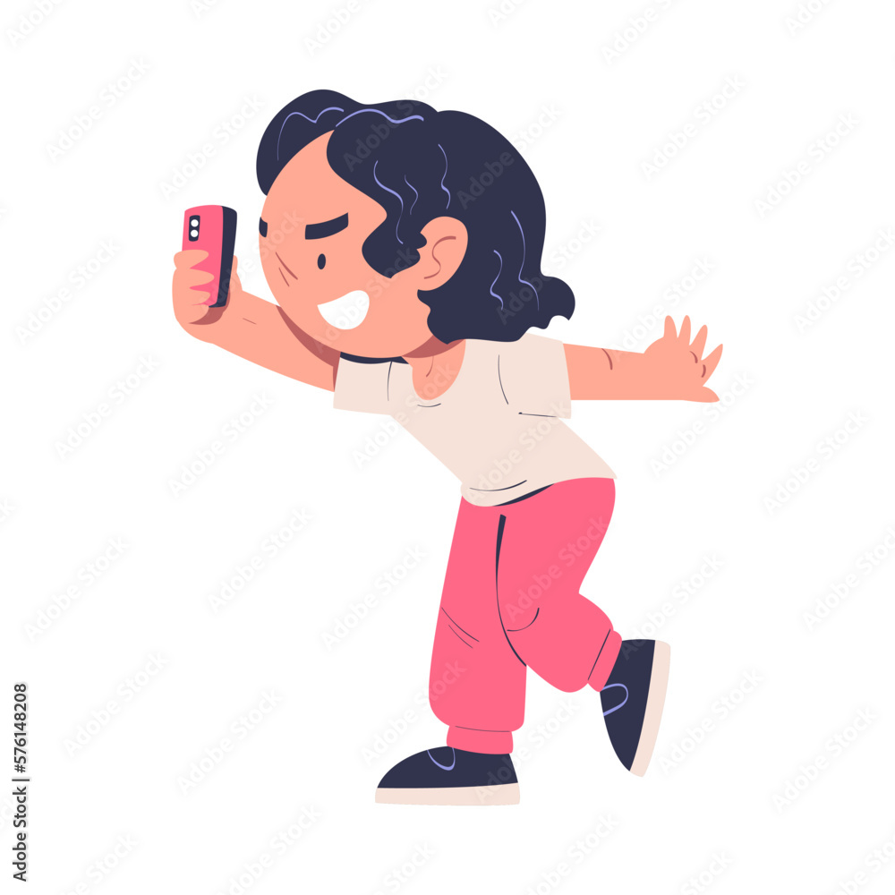 Bully boy mocking at someone and filming conflict on smartphone, bad ...