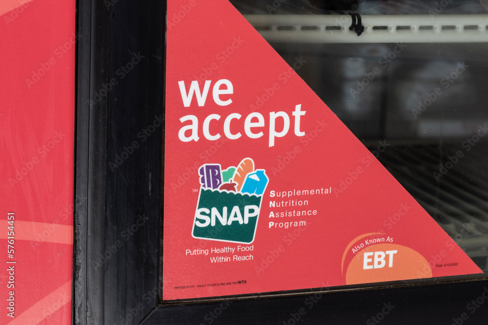 SNAP and EBT Accepted here sign. SNAP and Food Stamps provide nutrition ...