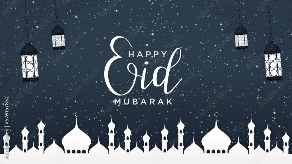 Happy Eid Mubarak animation text with luxury background. Great for ...