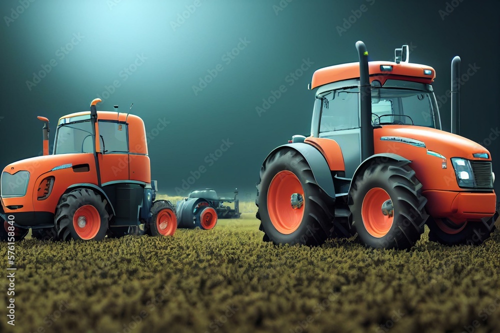 3d rendering illustration Agriculture and Farming car truck.hologram futuristic show technology ...