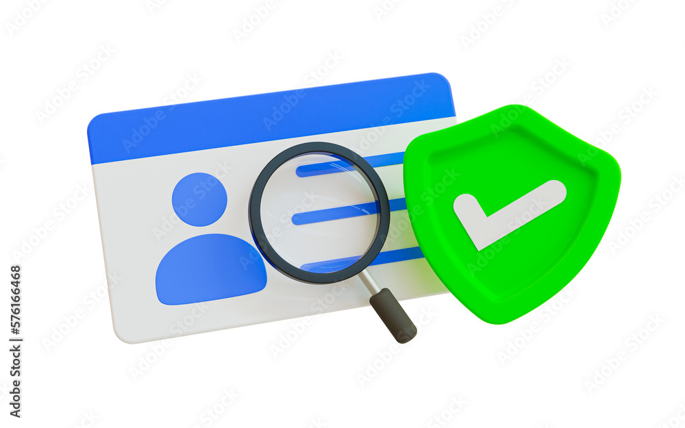 3d minimal ID card verification success. user authorization success. ID ...