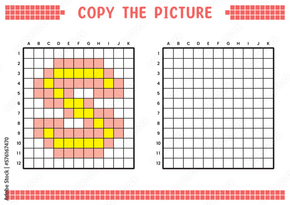 Copy the picture, complete the grid image. Educational worksheets ...