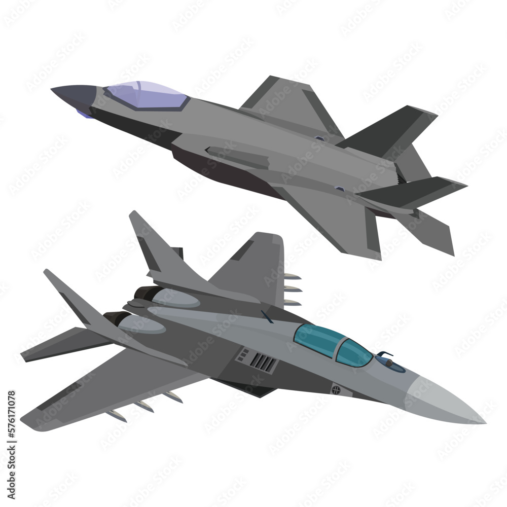 Vector illustraton sets of jet fighter, war plane attack military ...