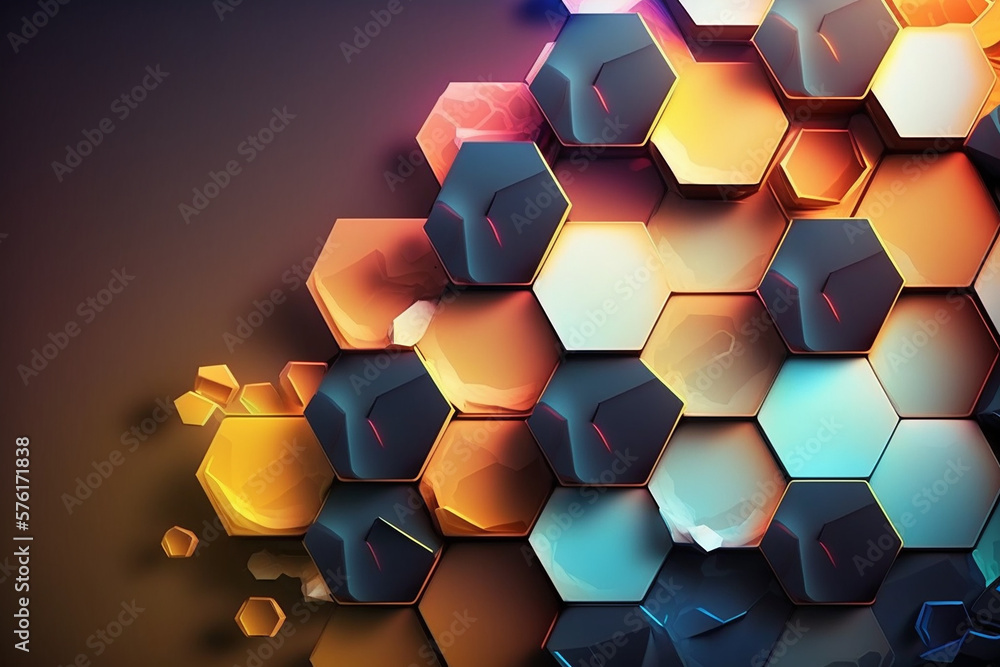 Beautiful abstract hexagon digital art wallpaper background Stock ...
