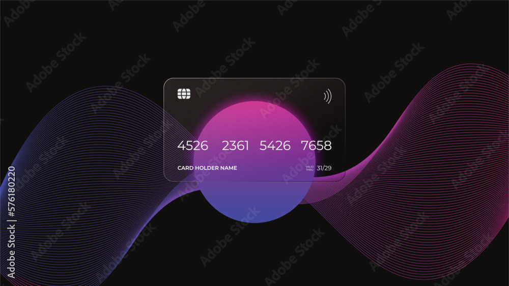 Visa, mastercard. Credit card icon. Glassmorphism style. Cashless ...