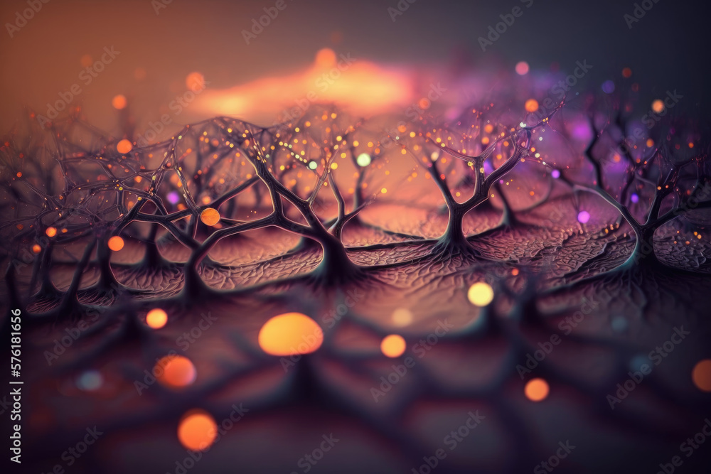 Concept of neurons firing in a neural network. Abstract background in ...