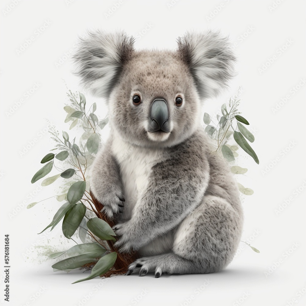 Koala portrait on white background Stock Illustration | Adobe Stock