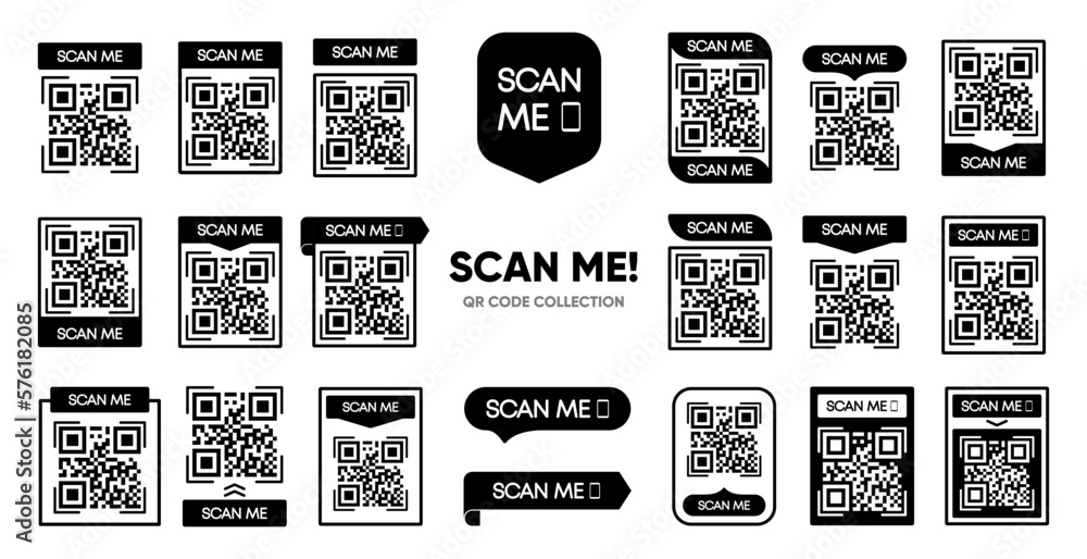 Qr code template collection. Scan my tag for payment. QR code mockup ...