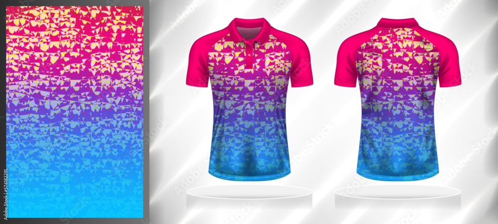 Vector sport pattern design template for Polo T-shirt front and back ...