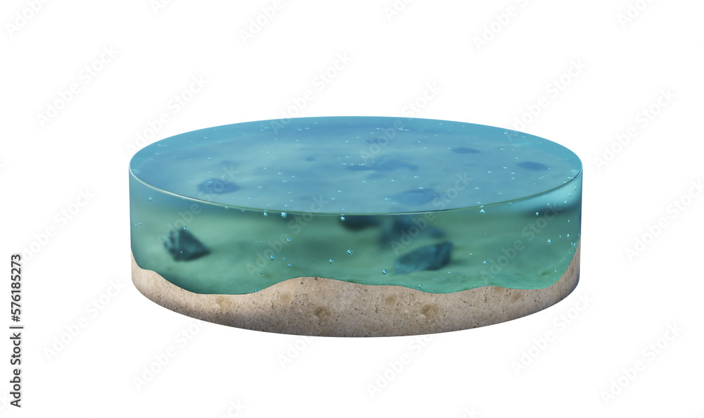 beach water sea circle section land ground floor land. blue beach water ...