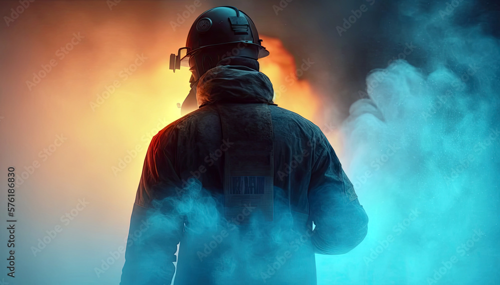 Safety profession construction , fireman wearing safety uniform from ...