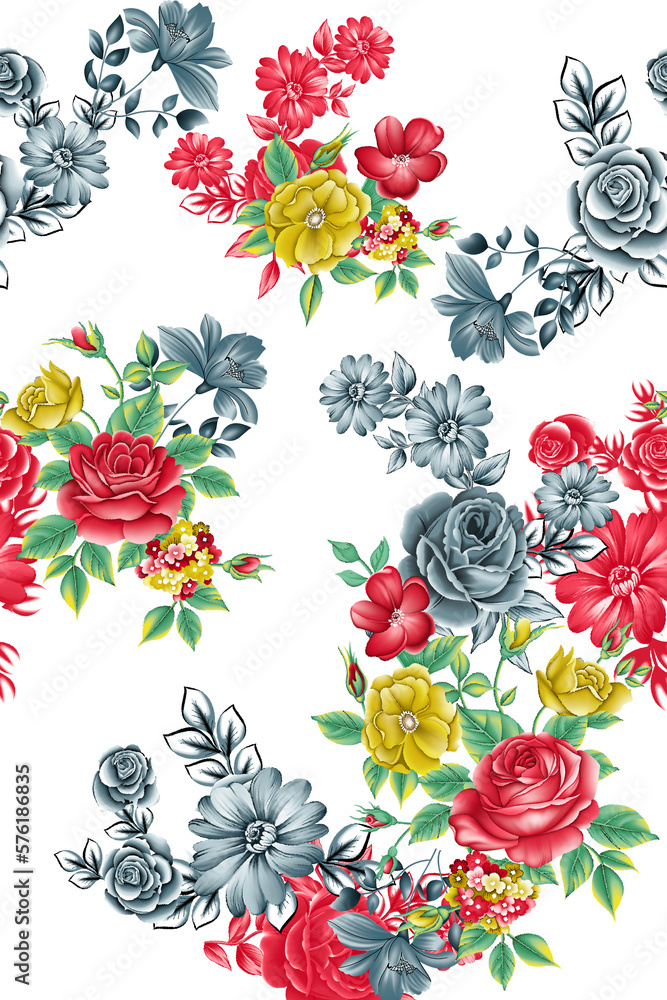 Seamless rose flower border design Stock Illustration | Adobe Stock