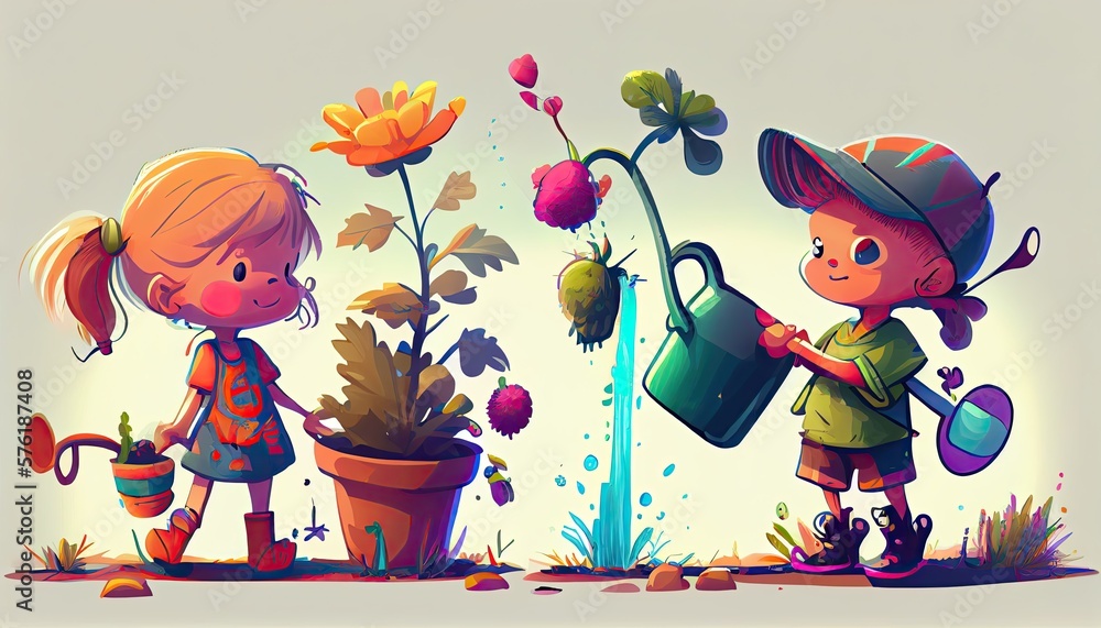 cartoon children planting trees Earth Day the importance of loving ...