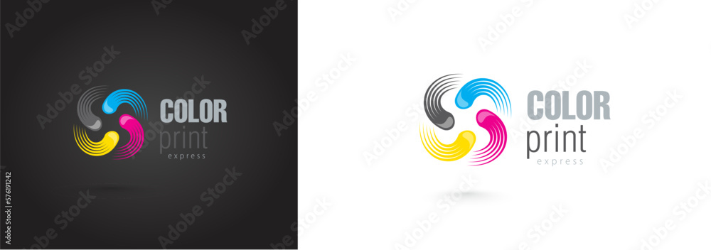 Color print logo cmyk dots lines actions theme polygraphy Stock Vector ...