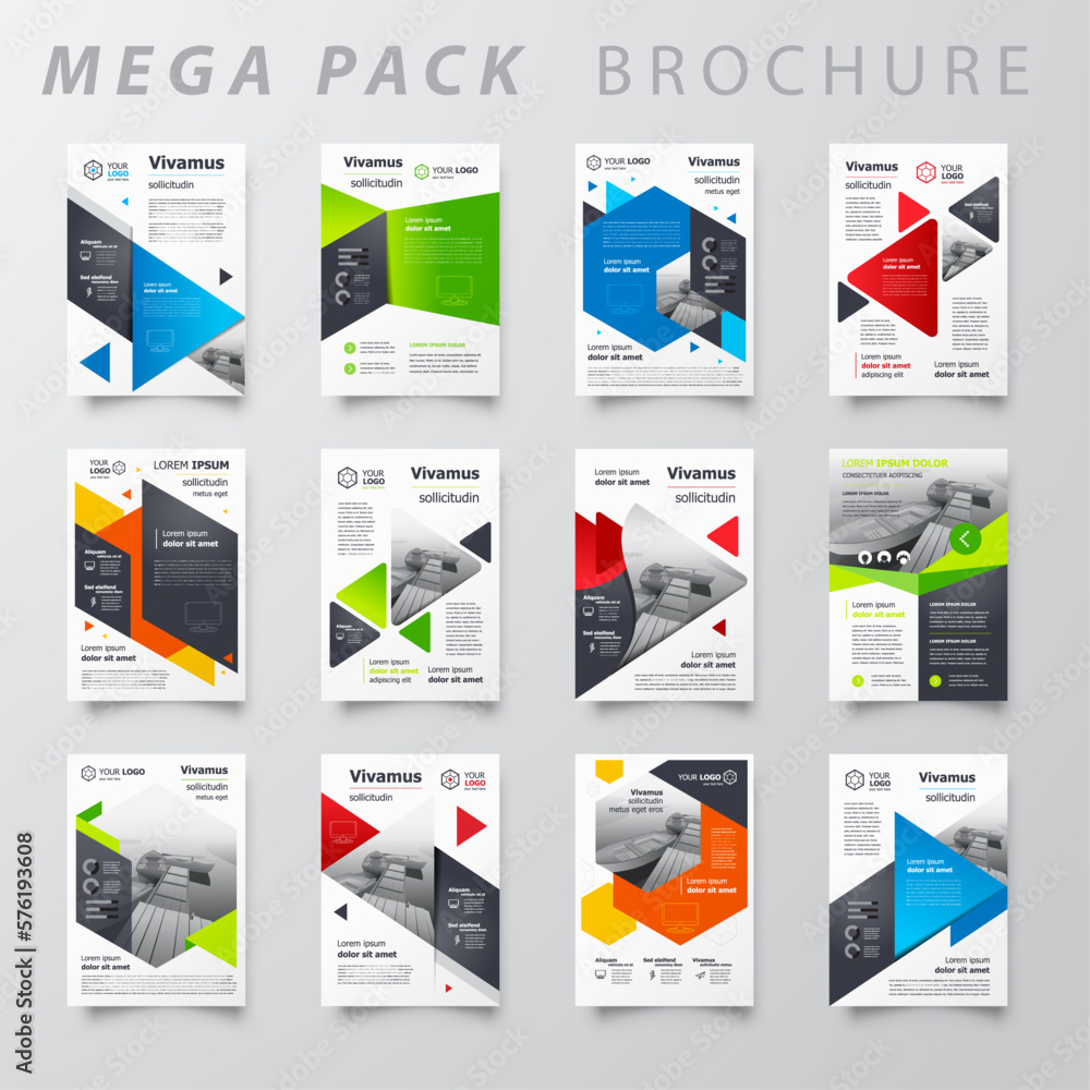 Mega pack Flyer design template set, abstract business brochure size A4 ...