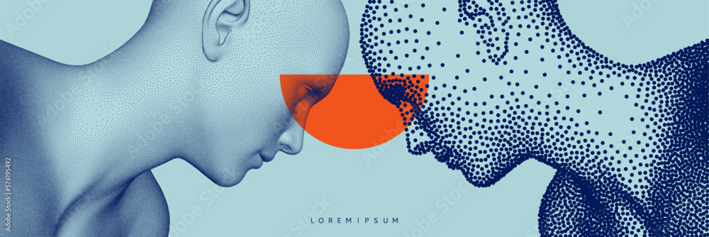 Two opponents facing each other. People talk face to face. Illustration ...