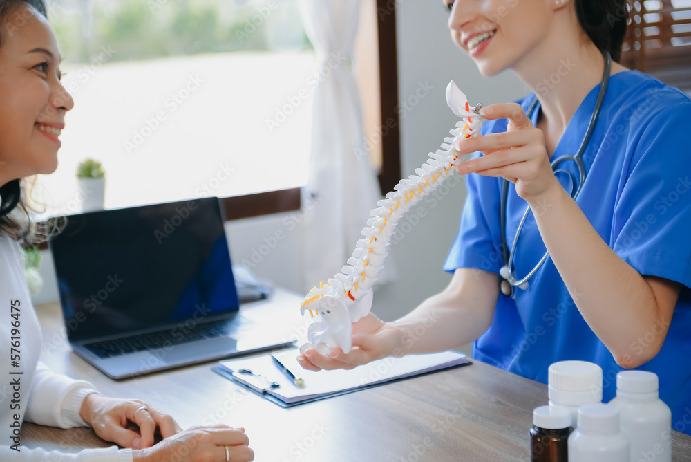 medical doctor holing patient's hands and comforting her.Kind doctor ...