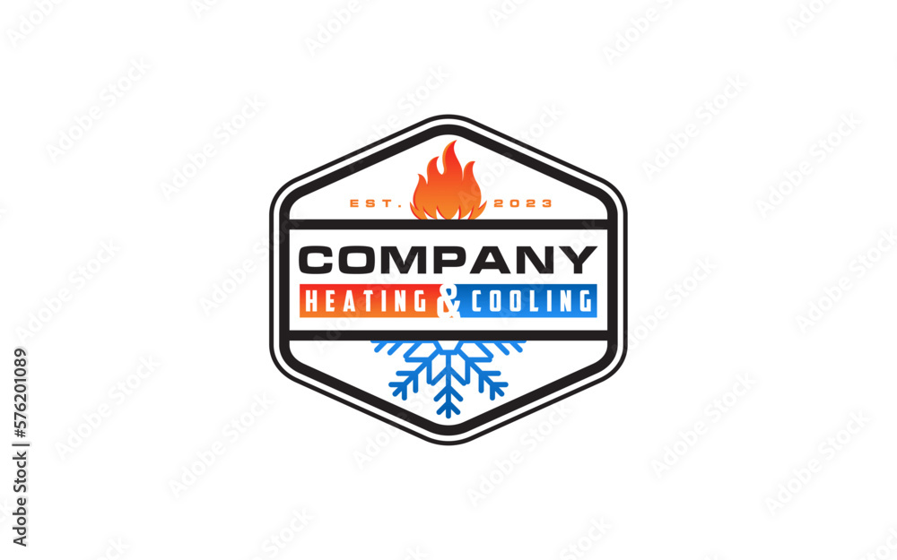 Emblem badge HVAC logo design refrigeration heating and cooling llc ...