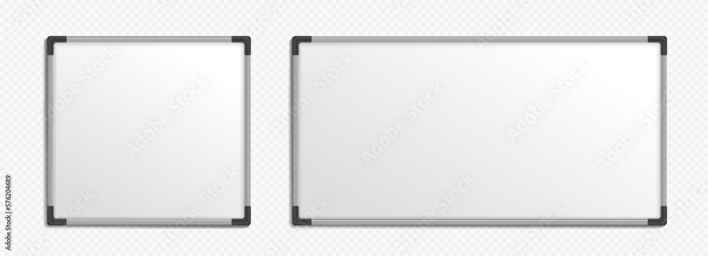 Realistic set of square and rectangle whiteboards isolated on ...