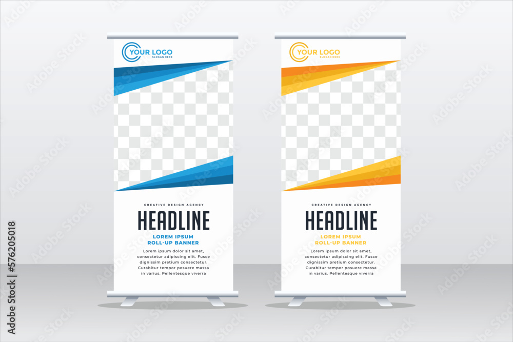 Banner roll-up design, business concept. Graphic template roll-up for ...