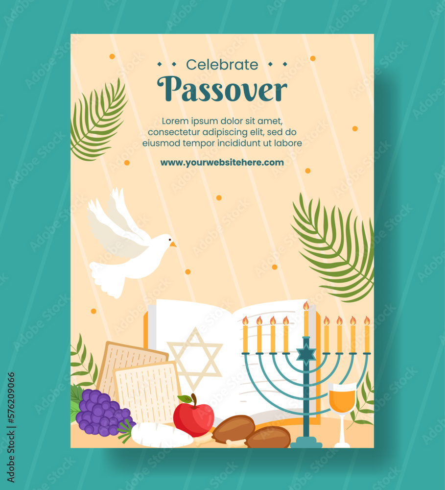 Happy Passover Jewish Holiday Vertical Poster Cartoon Hand Drawn ...