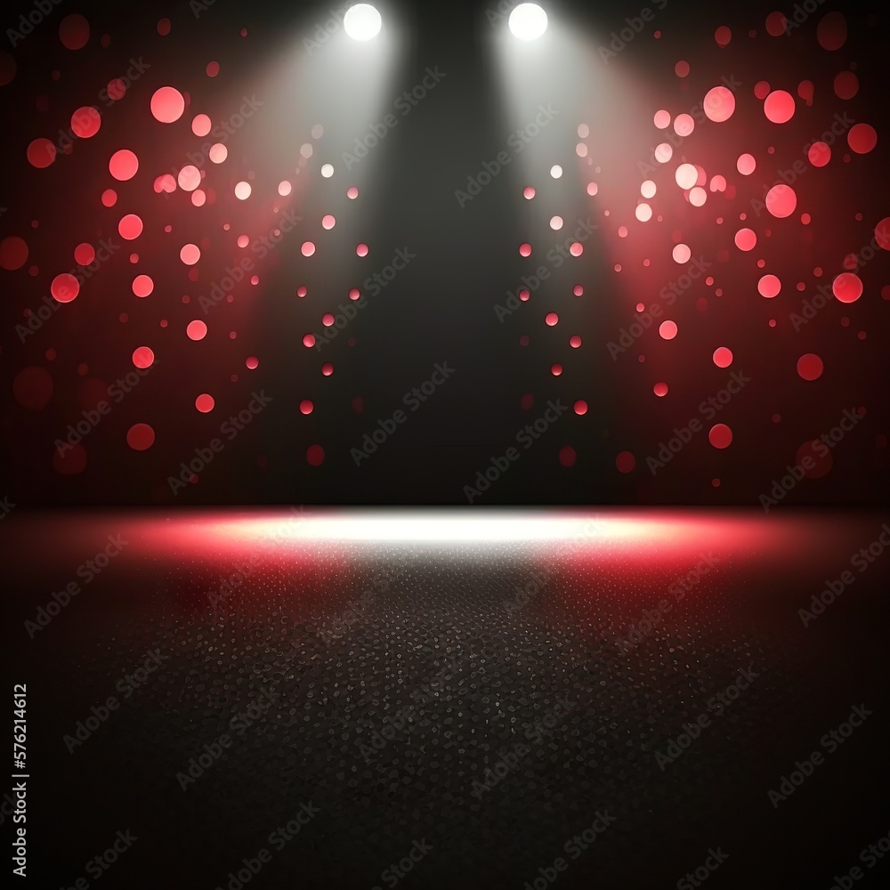 red spotlights shine on stage floor in dark room, idea for background ...