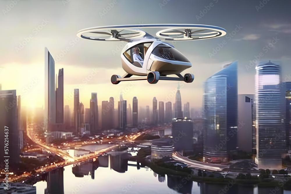 Future of urban air mobility, city air taxi, UAM urban air mobility ...