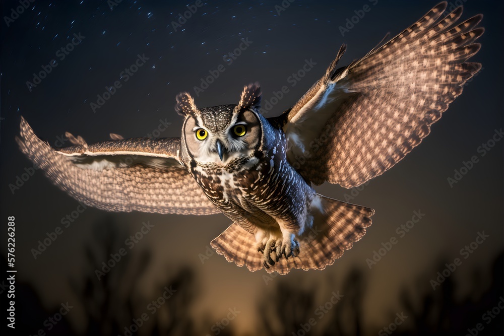Nocturnal Hunter in Flight: Capturing the Graceful Flight of a Flying ...