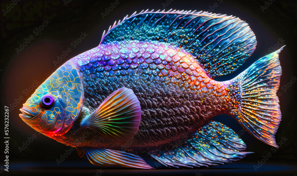 The shimmering and iridescent scales of a fish, displaying the diverse ...