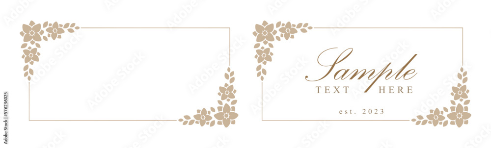 Vetor de Floral beige rectangle frame. Botanical boho border vector ...