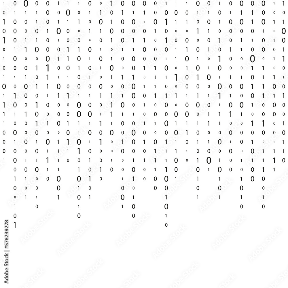 Binary code. Matrix. Stream of binary code. Numbers on the screen. One ...