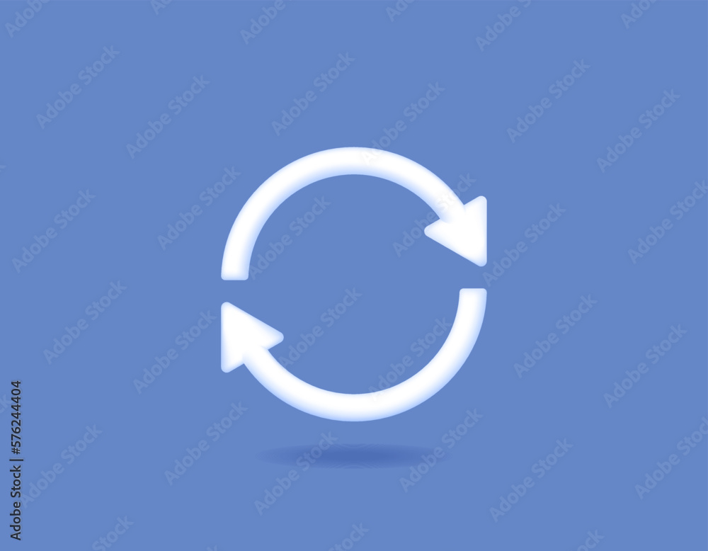 the concept of icon or 3d symbol of refresh, reload, update, process, repeat, rotate, automatic ...