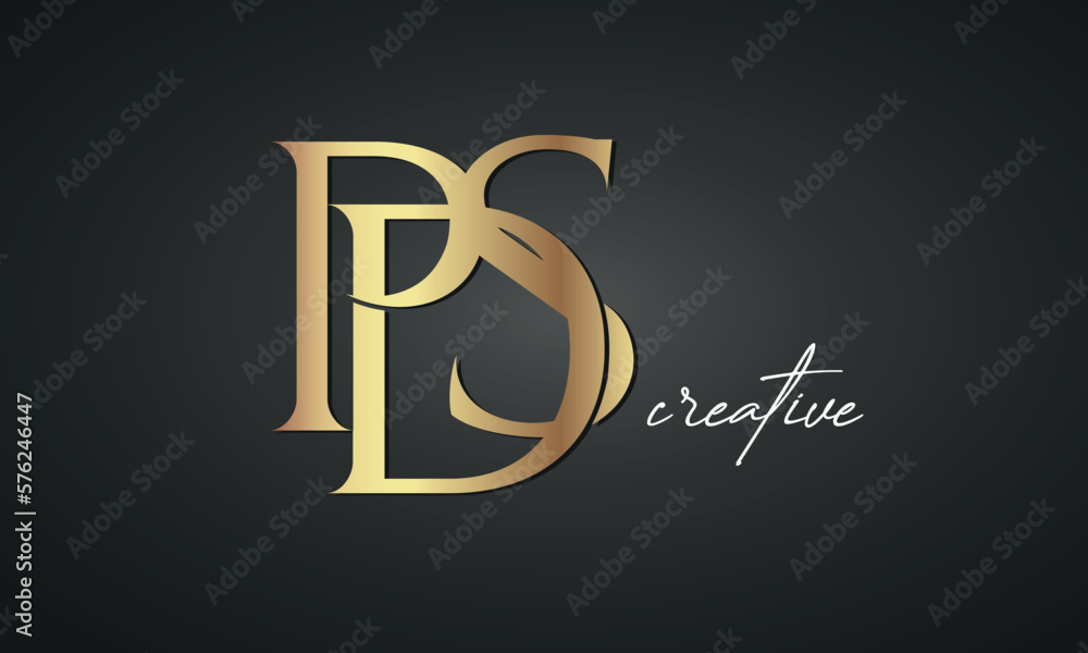 luxury letters PDS golden logo icon premium monogram, creative royal ...