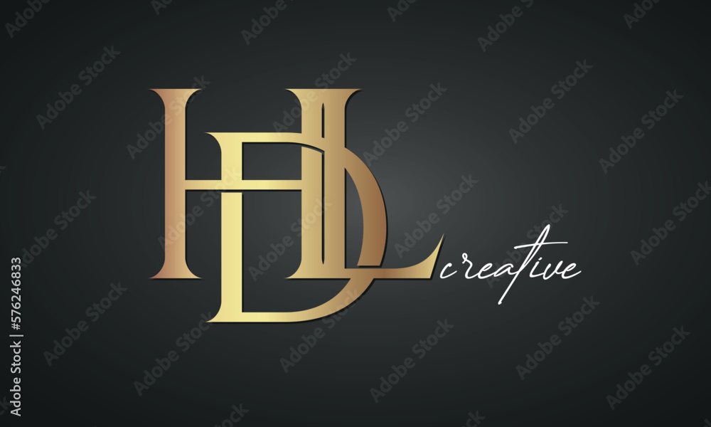 luxury letters HDL golden logo icon premium monogram, creative royal ...