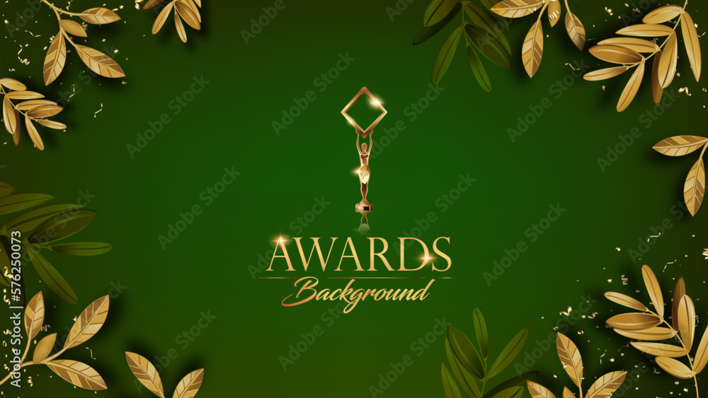 Green and Golden Award Background. Modern Abstract Design. Anniversary ...