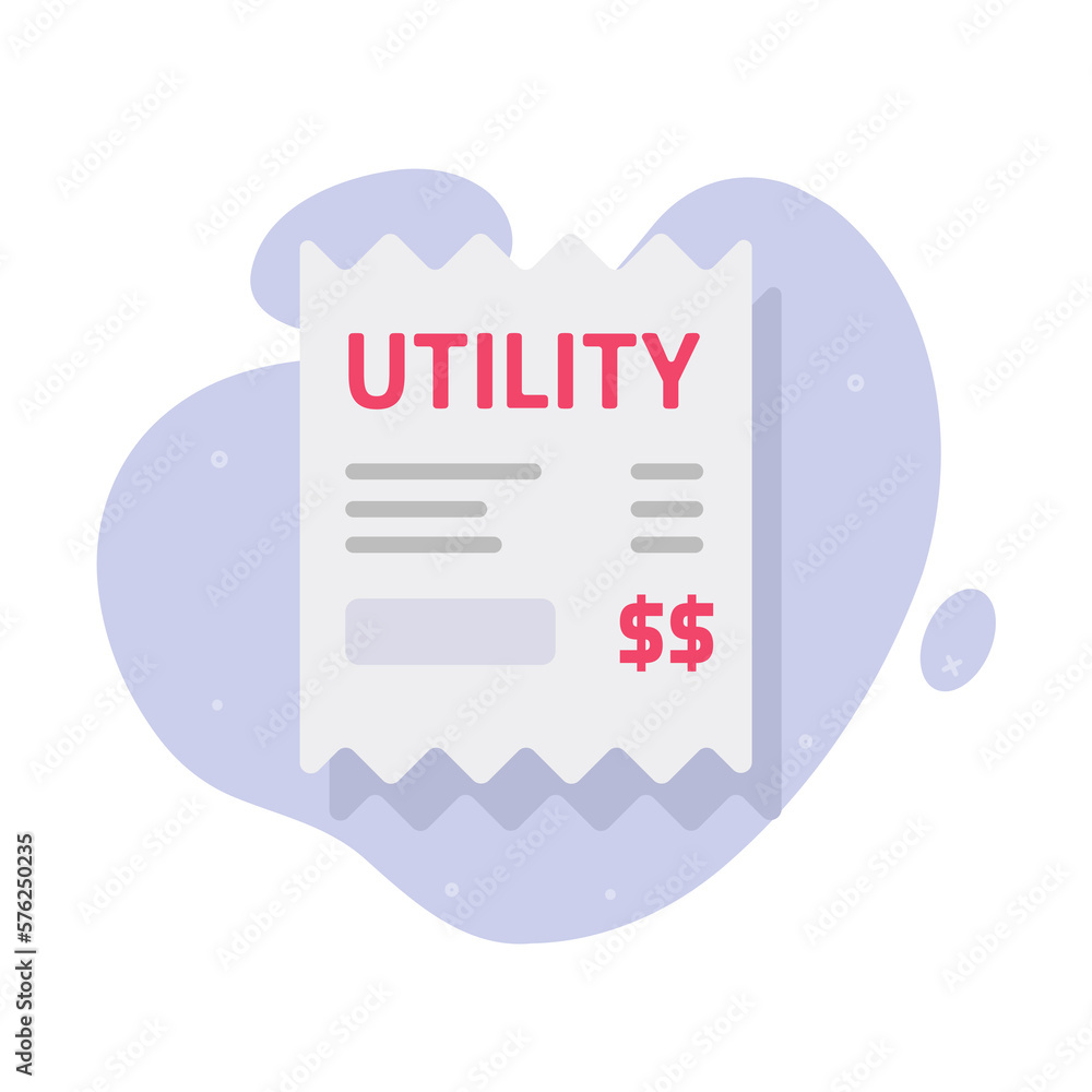 Utility bill vector receipt icon or budget expense payment pay flat ...