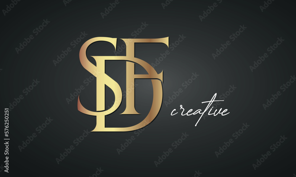 luxury letters SDF golden logo icon premium monogram, creative royal ...