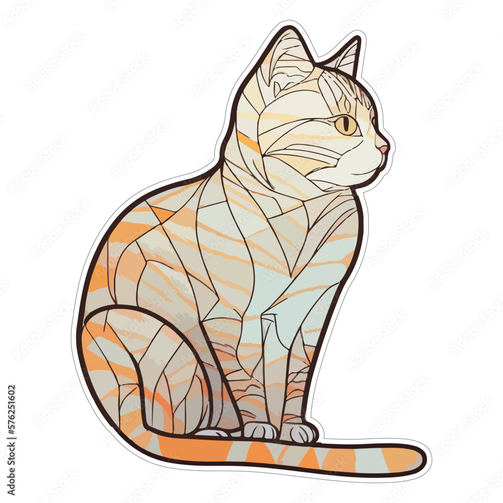 Cute cat in vector format with a contour for cutting, which facilitates ...