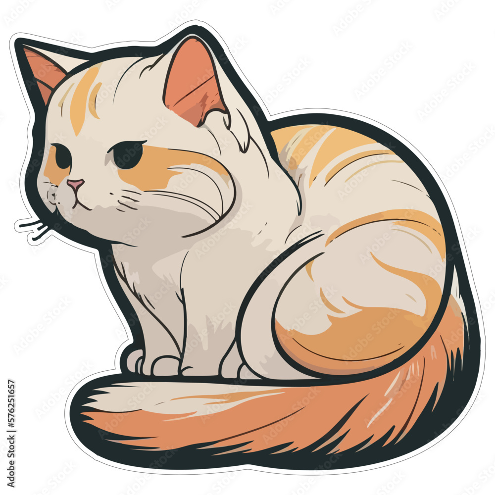 Cute cat in vector format with a contour for cutting, which facilitates ...