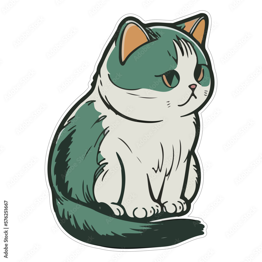 Cute cat in vector format with a contour for cutting, which facilitates ...