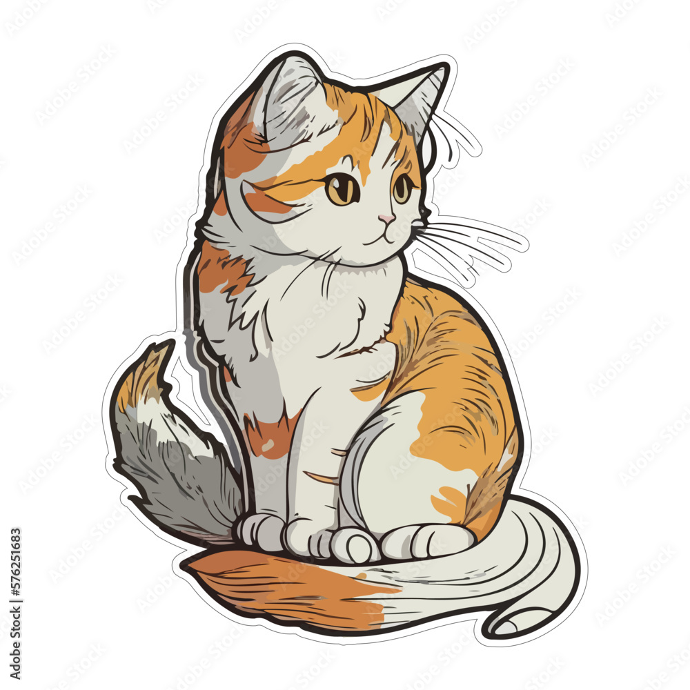 Cute cat in vector format with a contour for cutting, which facilitates ...