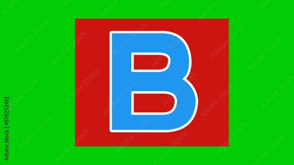 Animation of Capital B letter uppercase on Red background on green ...