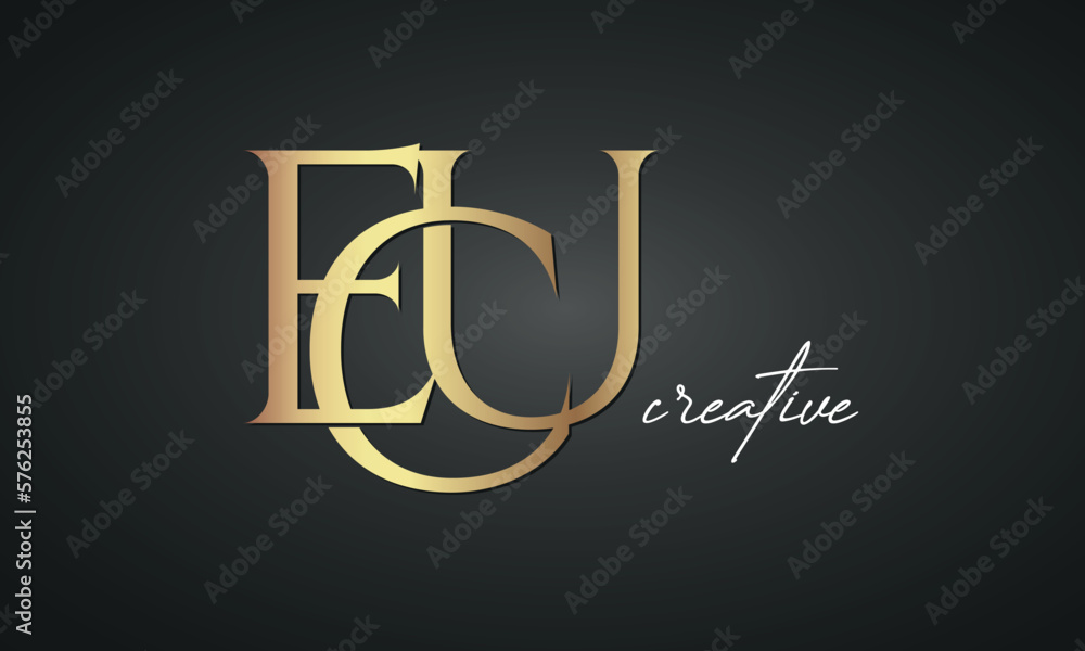 luxury letters ECU golden logo icon premium monogram, creative royal ...