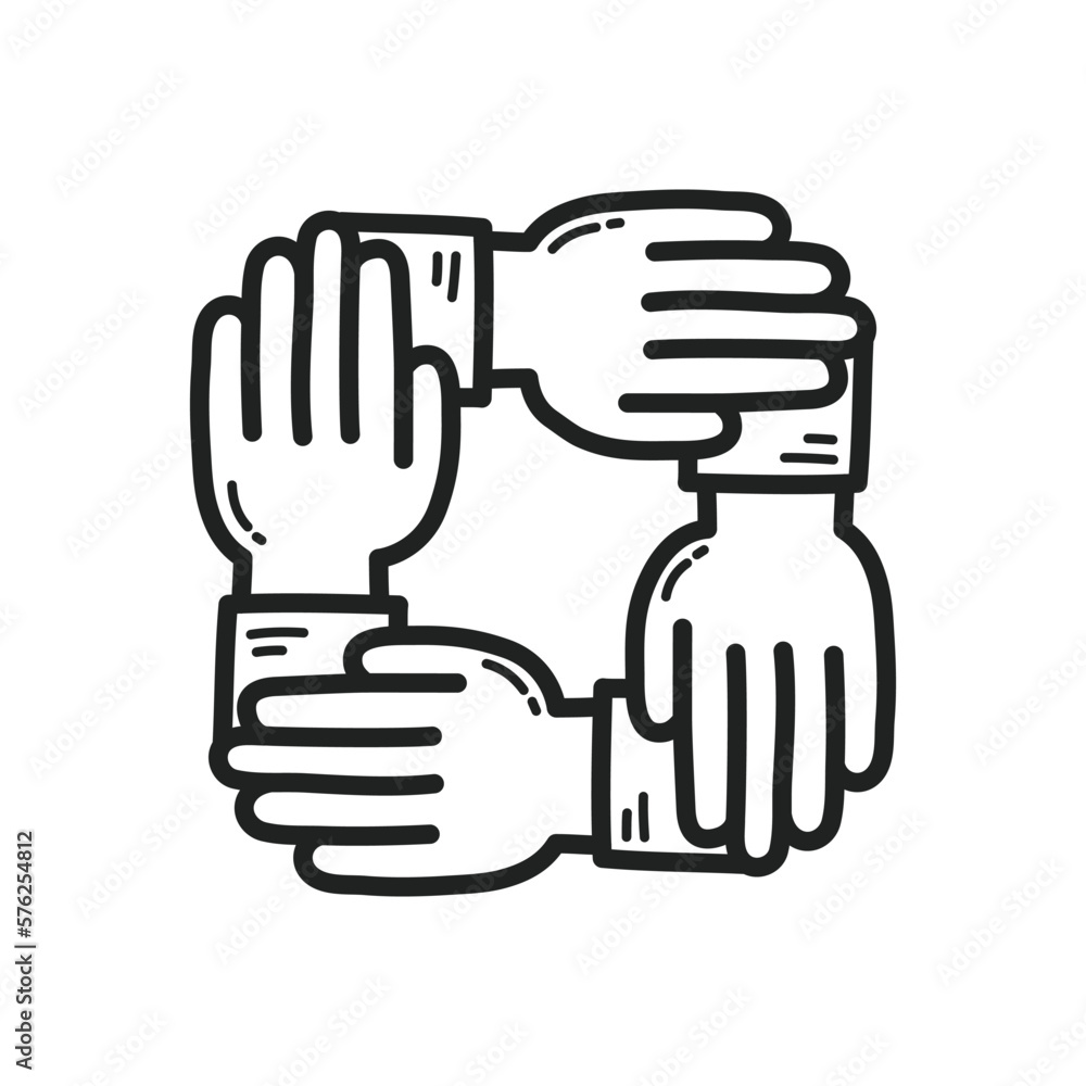 Teamwork Hands Drawing