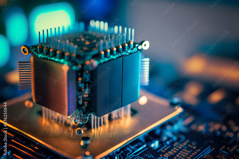 CPU processor with modern futuristic technology appearance. Neural ...