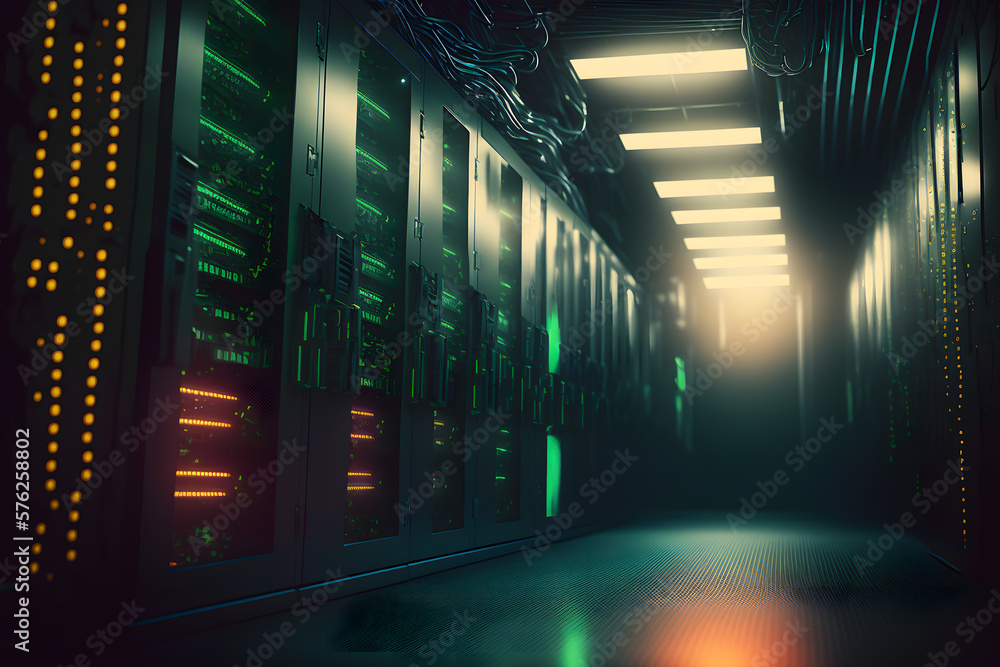 Server racks in computer network security server room data center ...