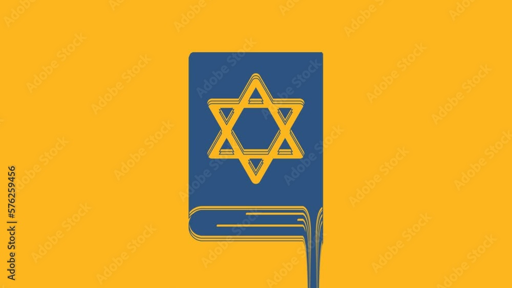 Vidéo Stock Blue Jewish torah book icon isolated on orange background ...