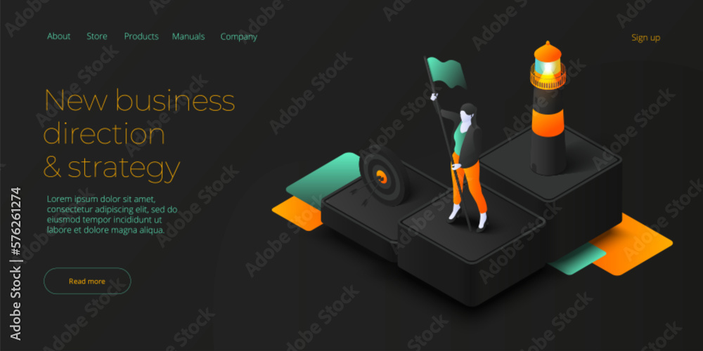 Business vision and mission vector illustration in isometric design ...
